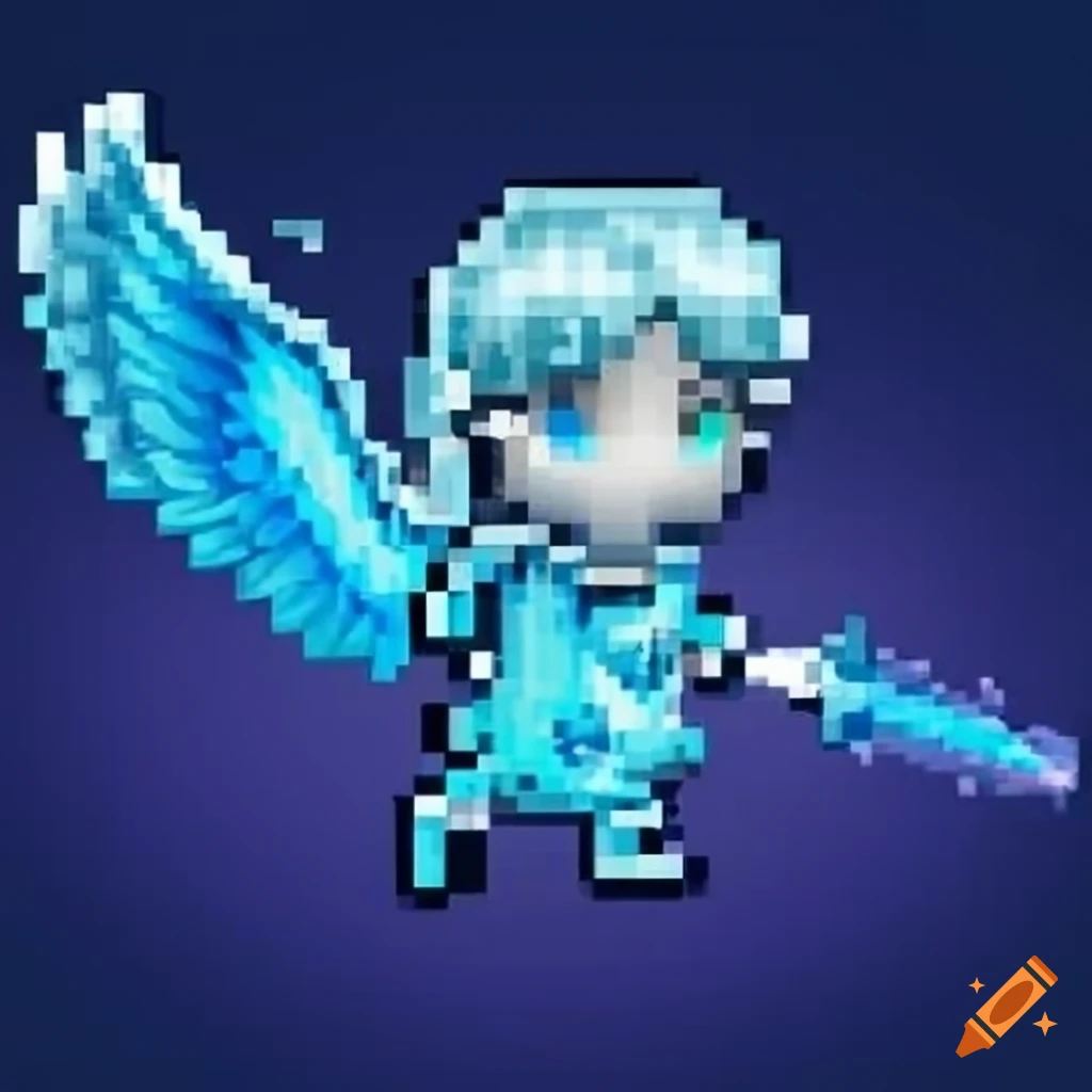 Pixel art of an ice angel