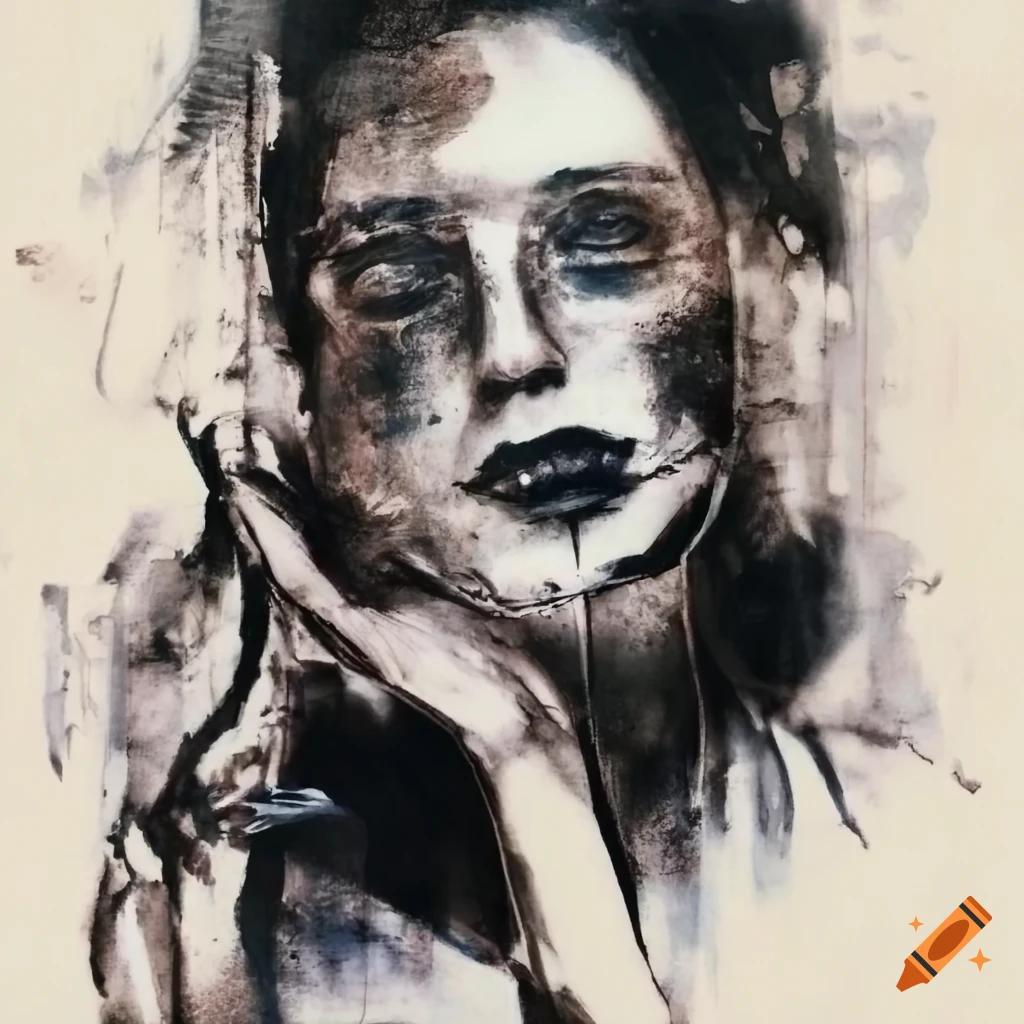 Monotype artwork of a person from a magazine photo on Craiyon