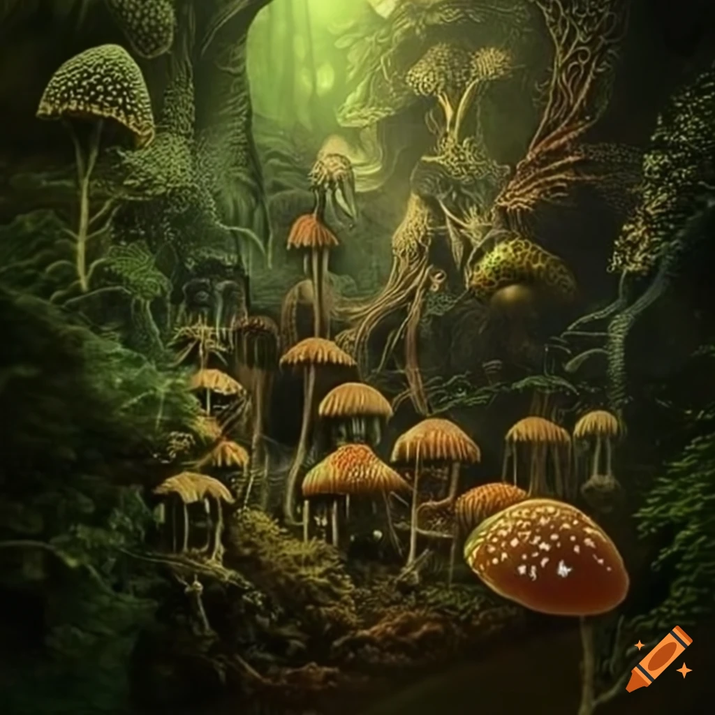 Enchanted forest filled with mystical beings on Craiyon