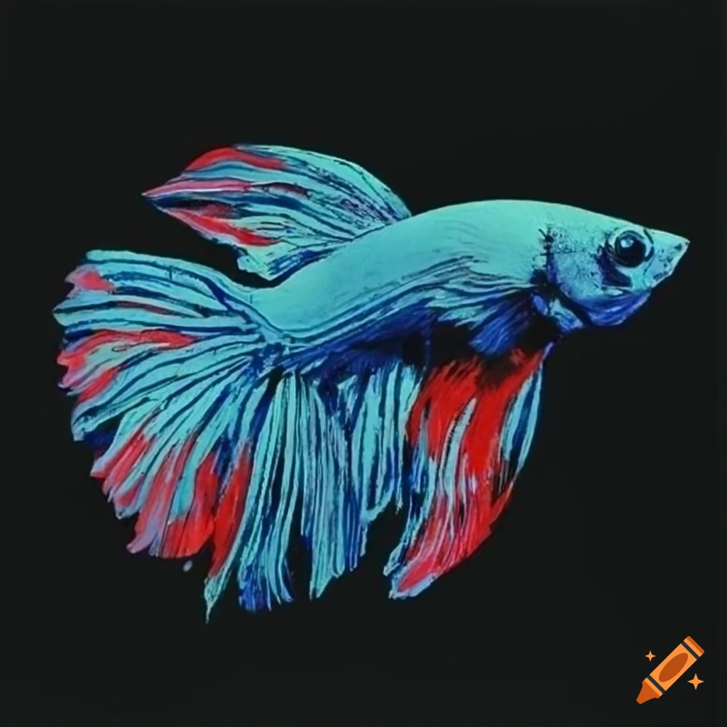 Andy warhol painting of a betta fish on Craiyon