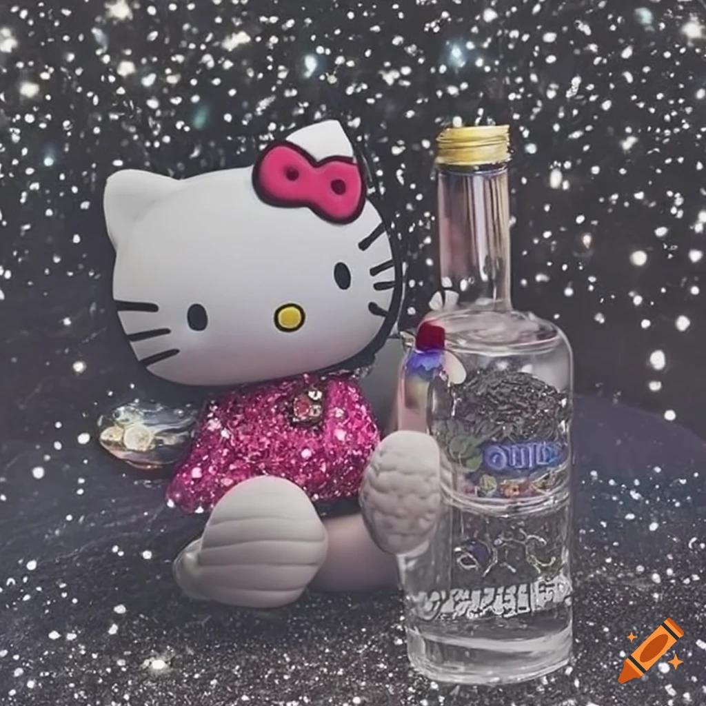 Glittery hello kitty with vodka on Craiyon