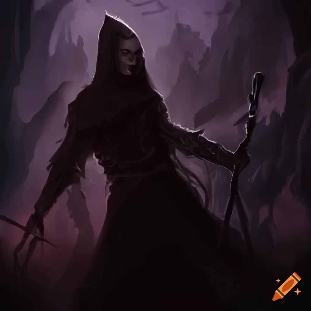 Dark fantasy illustration of a vampire with a glowing sword on Craiyon