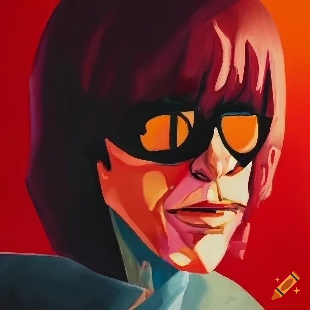 Red and cream constructivist portrait of johnny ramone