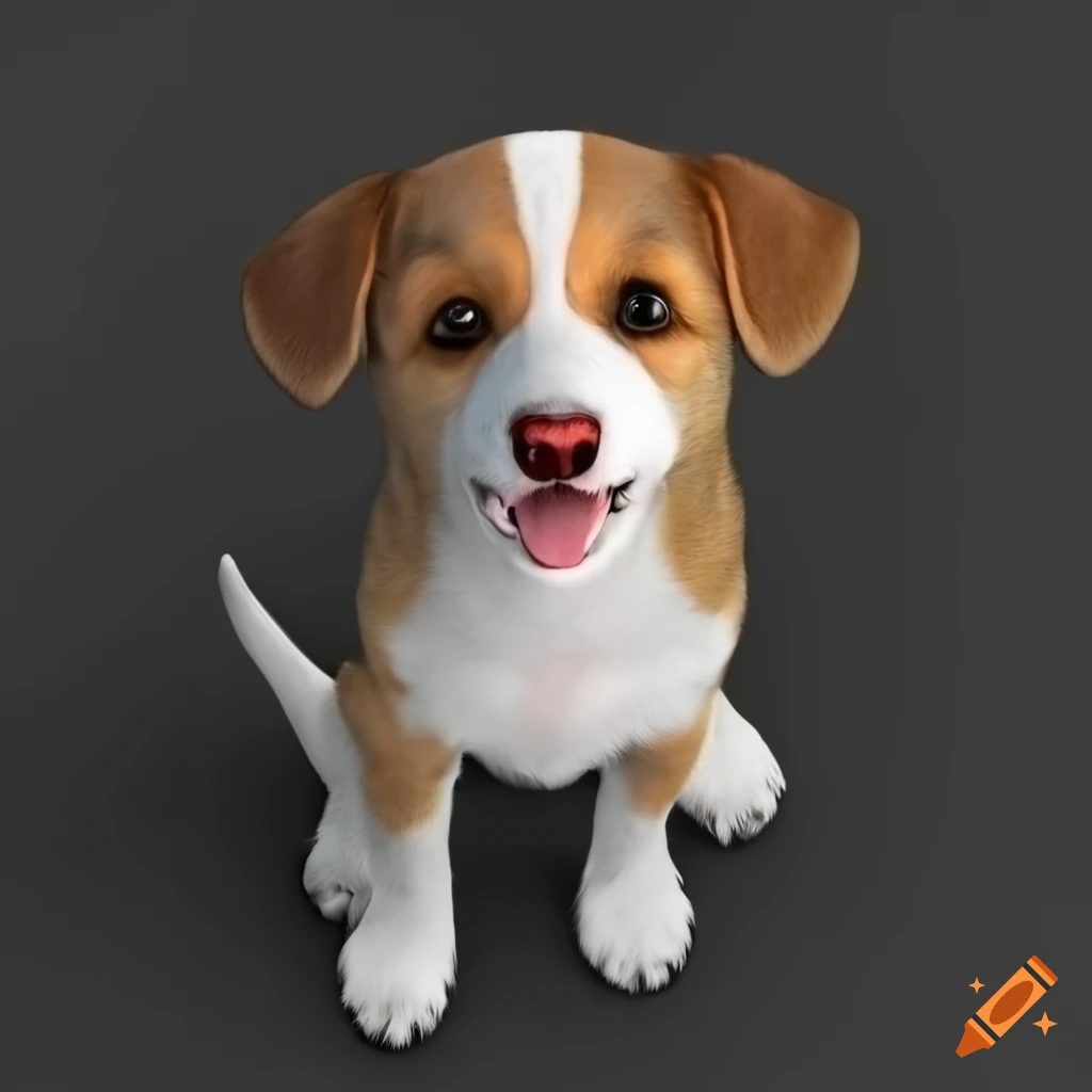 3D render of a puppy sitting and raising its paws on Craiyon