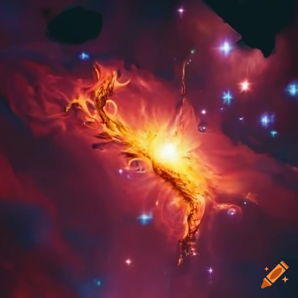 Burning phoenix in deep space on Craiyon