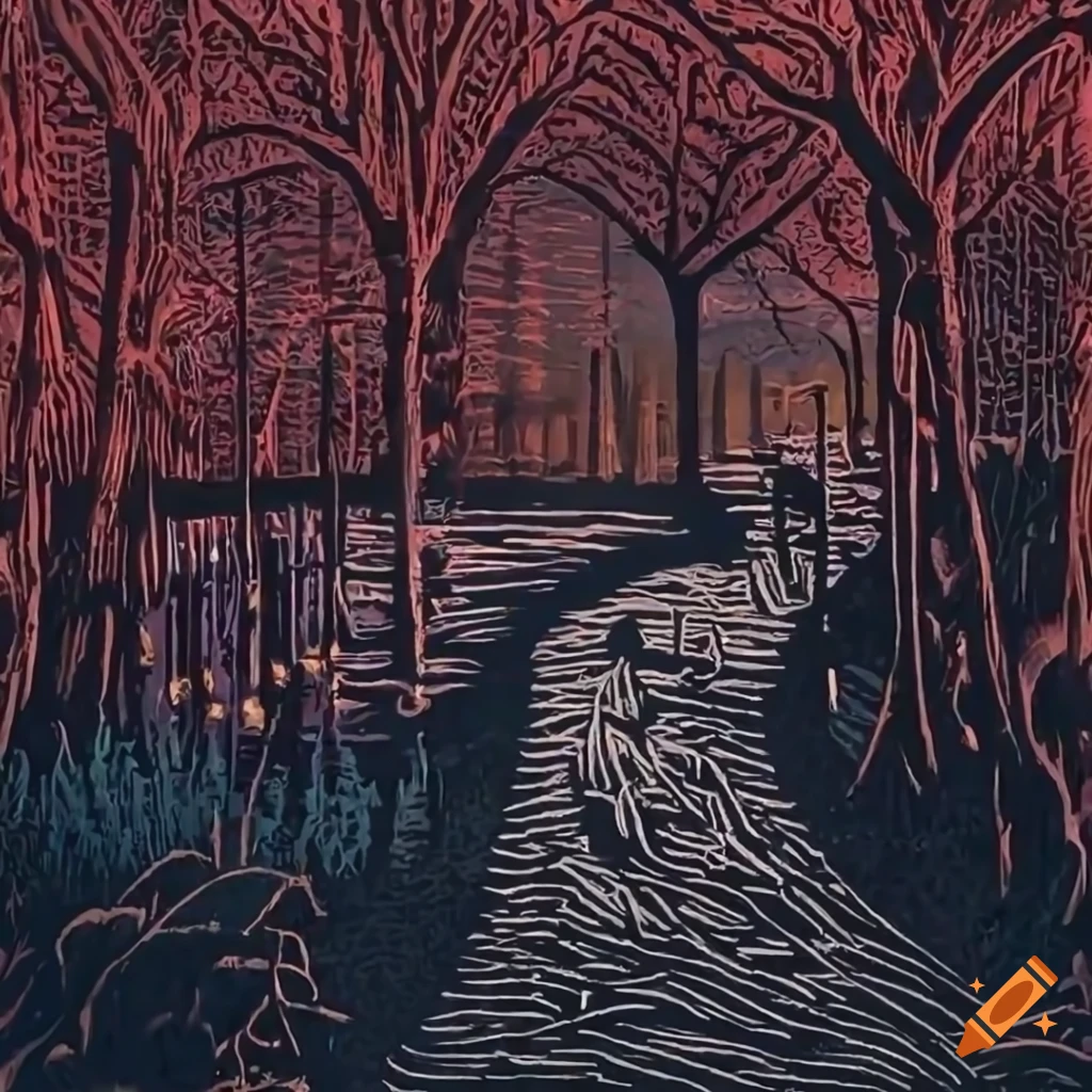 Moebius drawing of ginkgo biloba trees forest on Craiyon