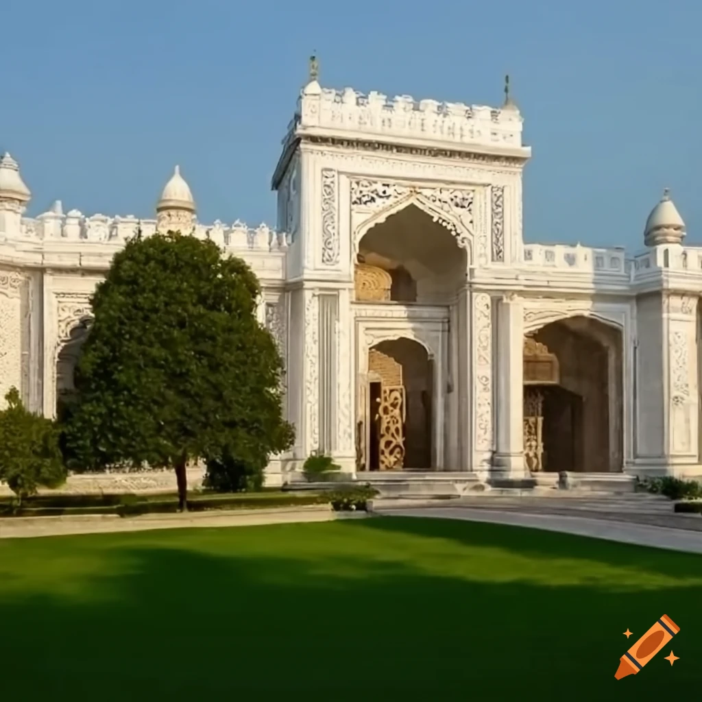 Frontal elevation of a mughal mahal white house whitemarsh lynnewood ...