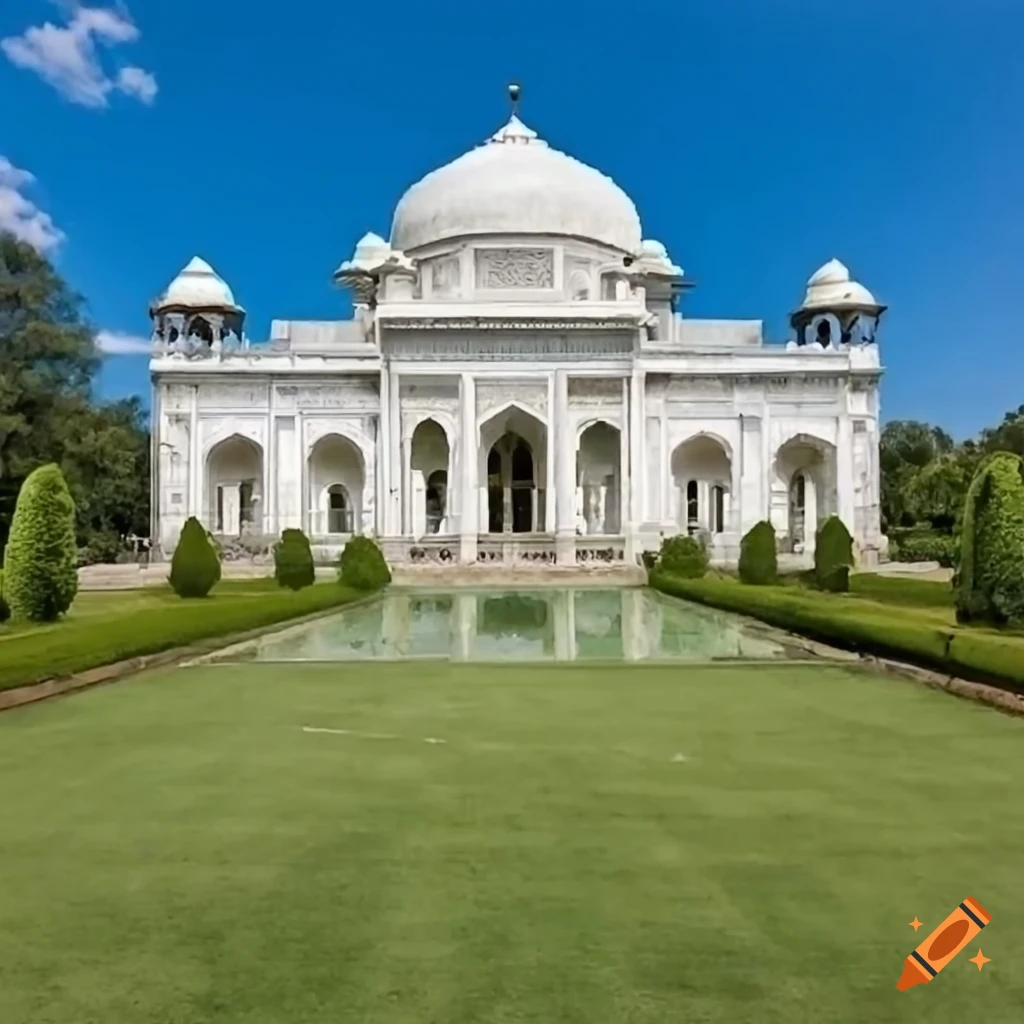 Frontal elevation of Mughal architectural style building on Craiyon
