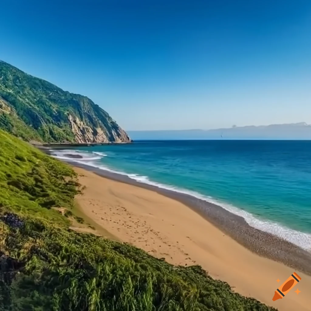 Landscape of a beach in august on Craiyon