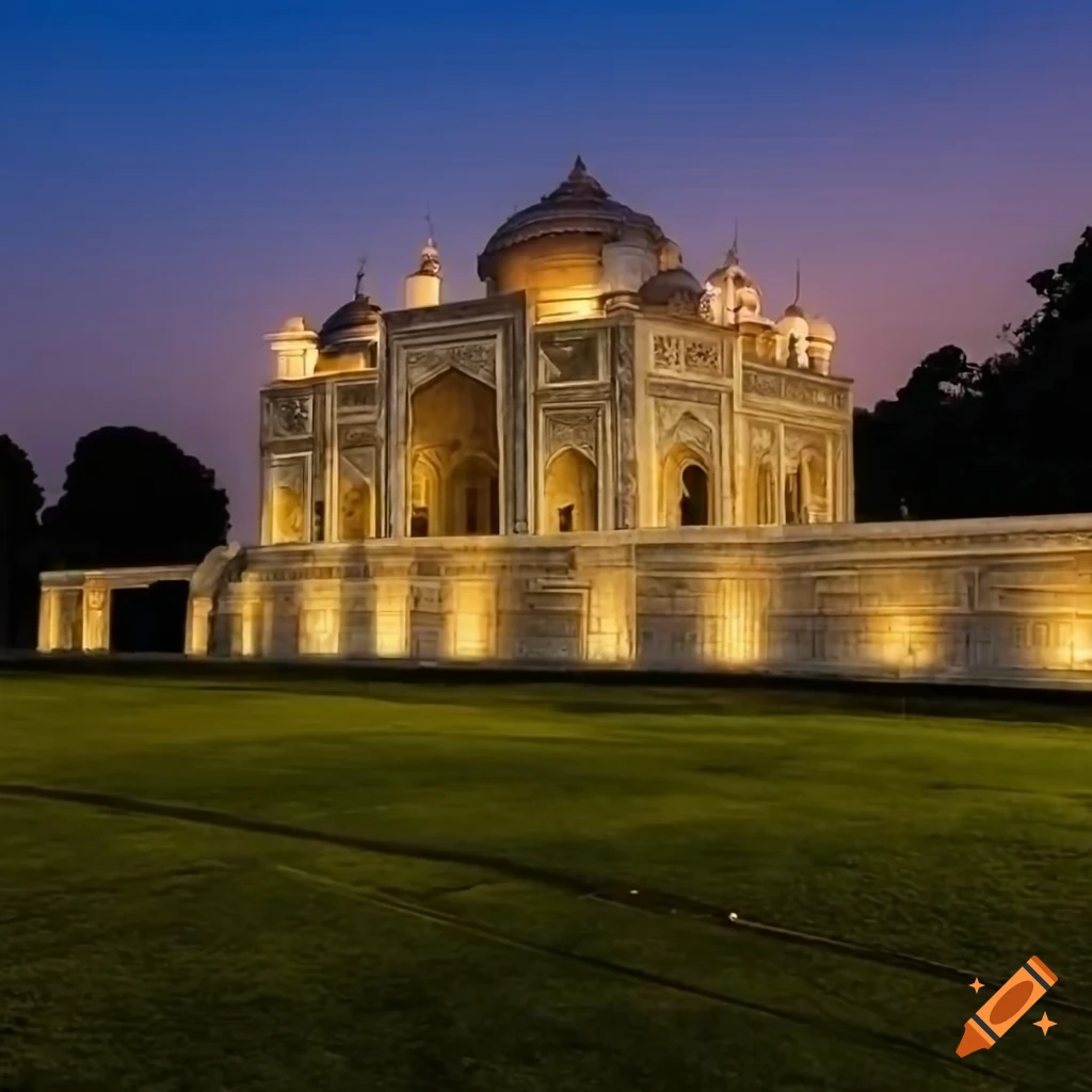 Frontal view of Mughal Mahal White House Whitemarsh Lynnewood on Craiyon