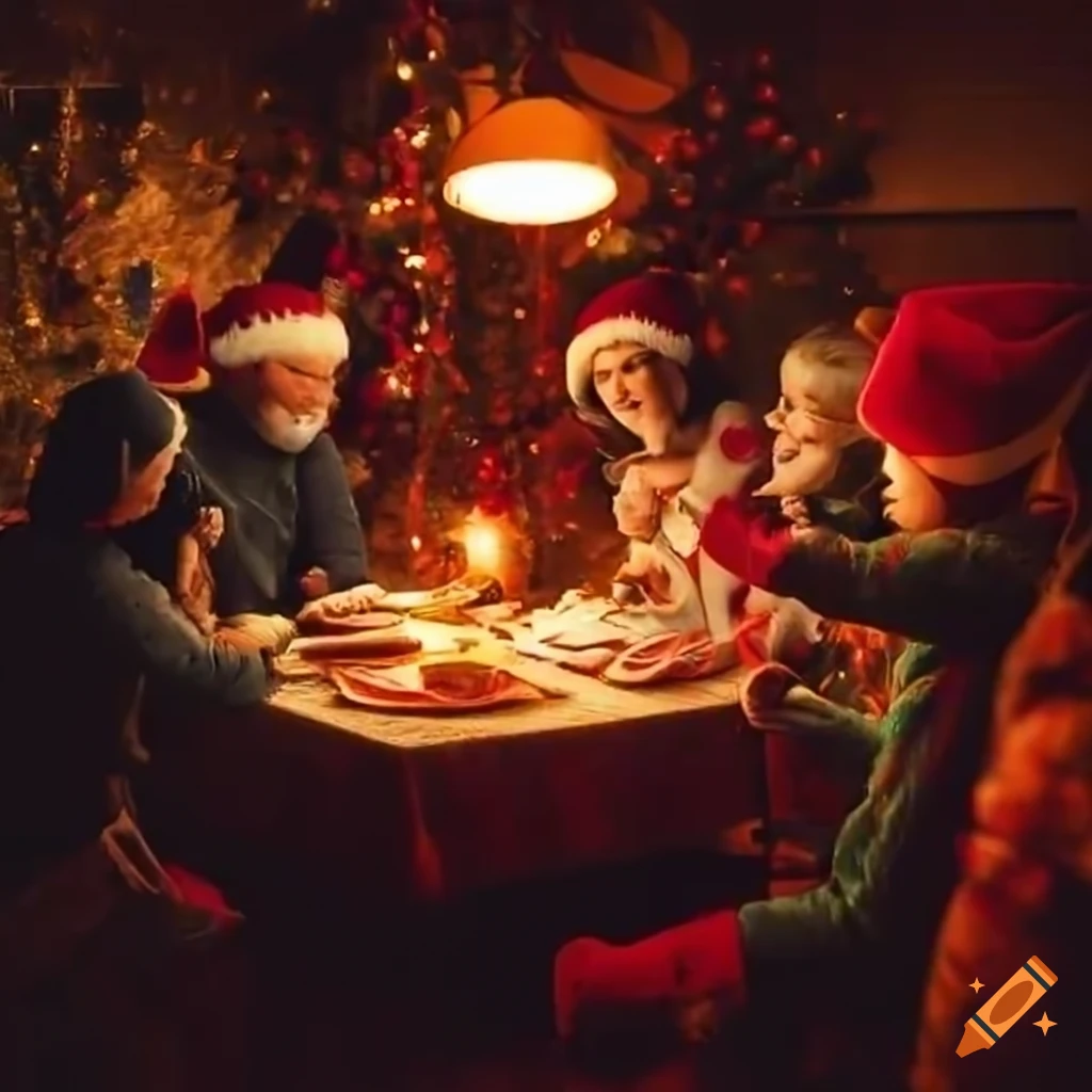 Cozy christmas gathering with families on Craiyon