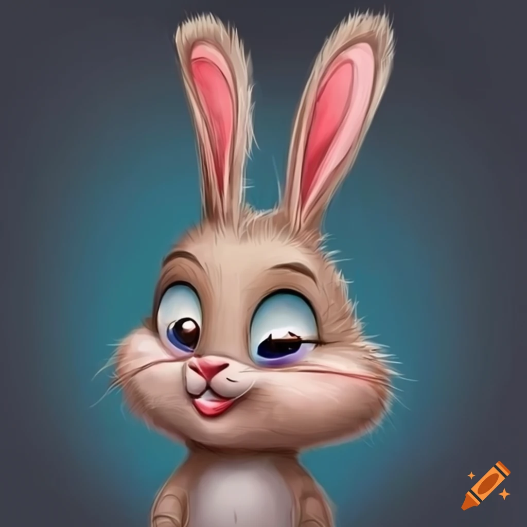 Disney-inspired illustration of a giggling bunny
