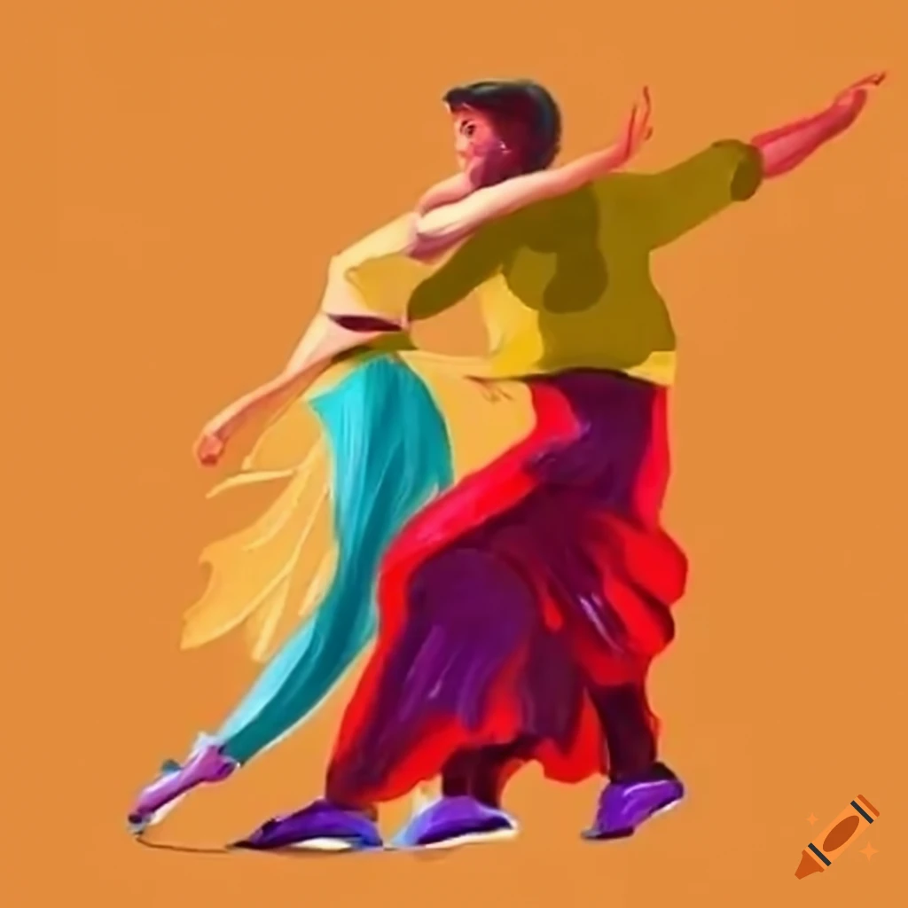 Couple dancing in matching skirts on Craiyon