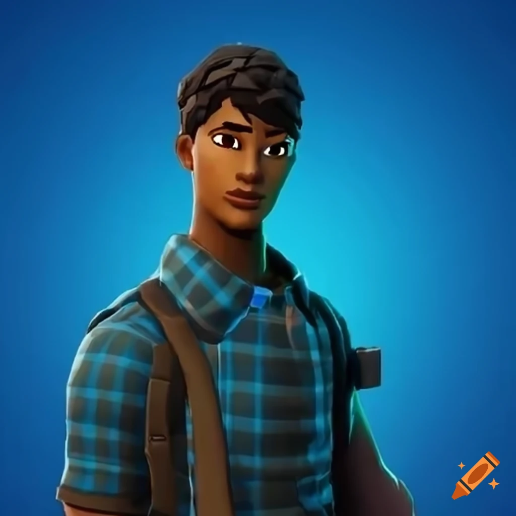 Fortnite skin of a boy with blue and black shirt