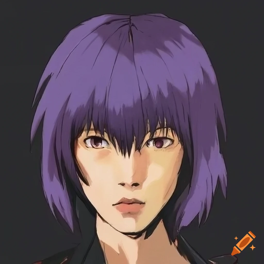 Portrait of motoko kusanagi in yukimura makoto's style