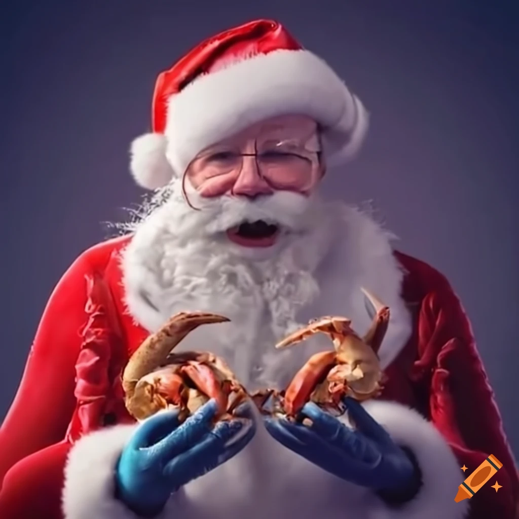 Santa enjoying a festive crab feast