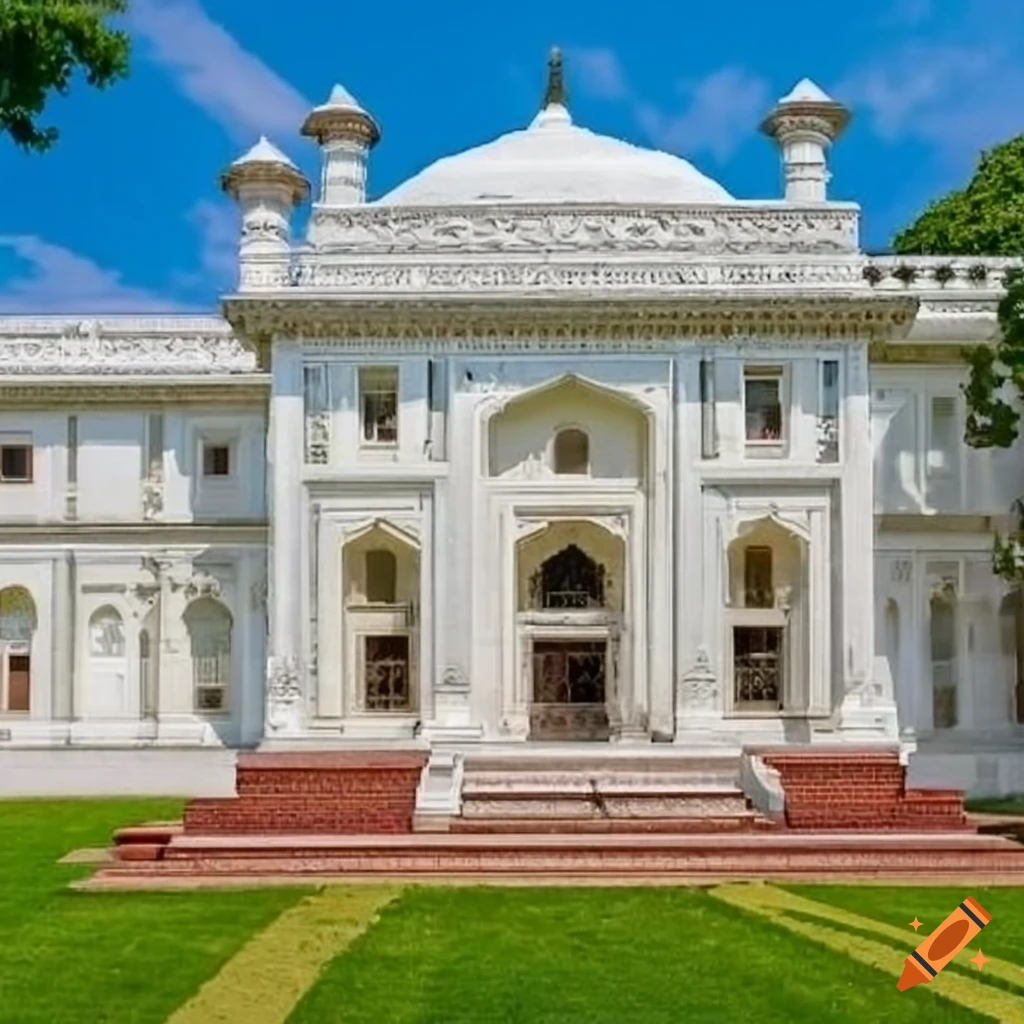 Front view of mughal mahal white house whitemarsh lynnewood on Craiyon
