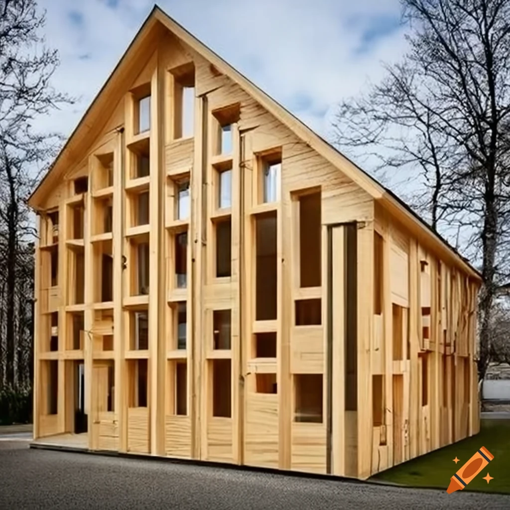 Modern wooden kindergarten building