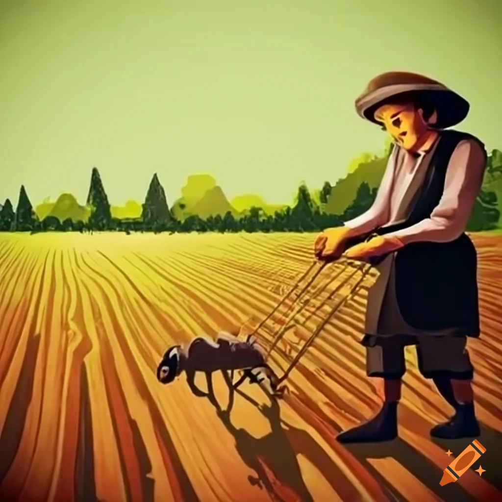 Medieval farmer working on a field on Craiyon