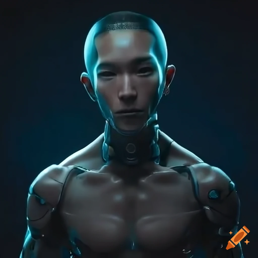 Japanese male cyborg offering massages on Craiyon