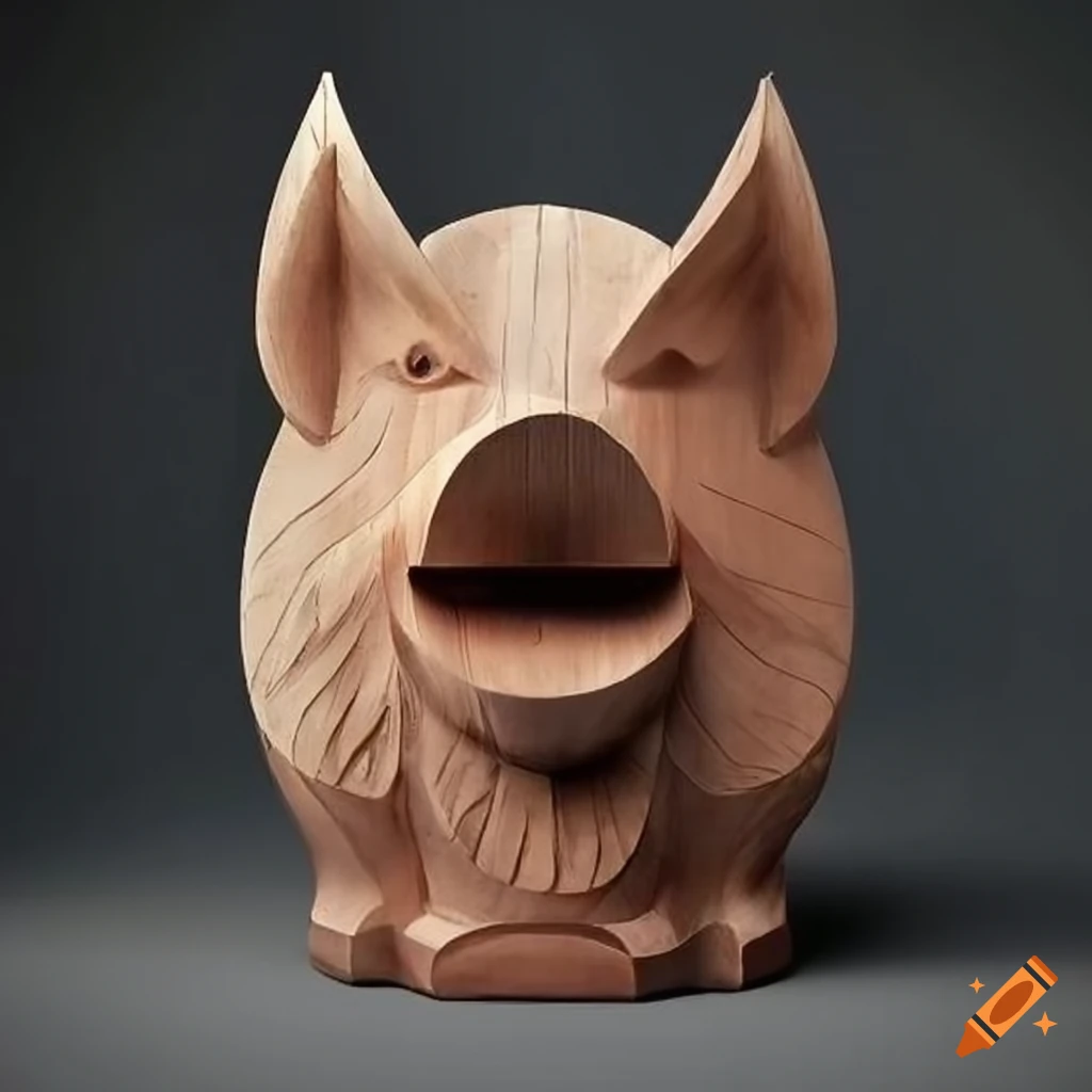 Sculpture of 'wind pig' in 'stave carving style'
