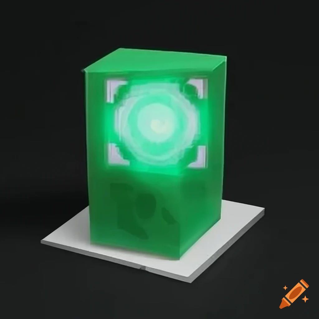 Green cube with one eye and a white tie in space on Craiyon
