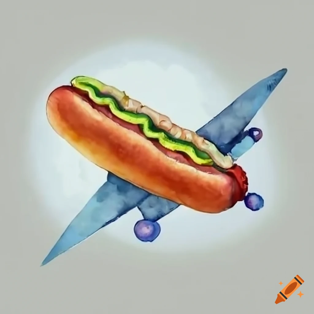 Hotdog-shaped airplane on Craiyon