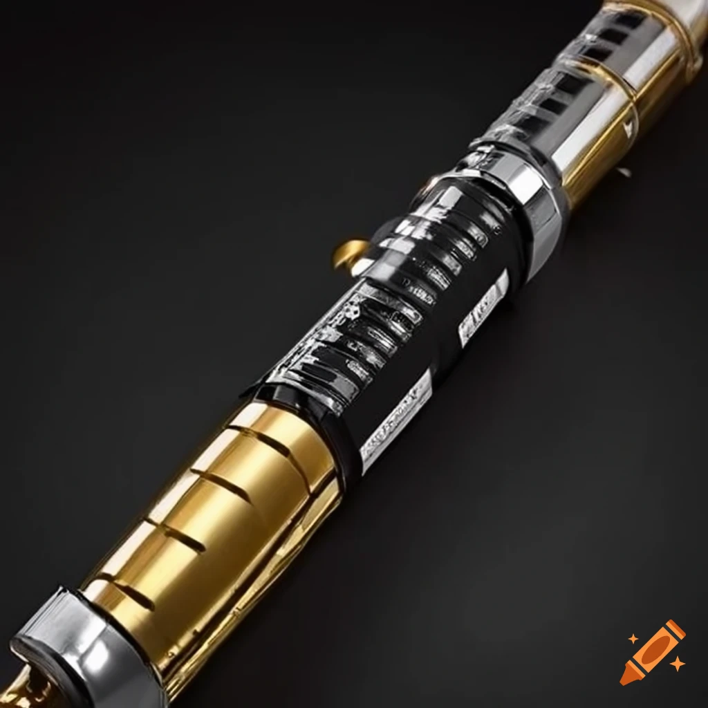 Gold and platinum lightsabers with intricate details on Craiyon