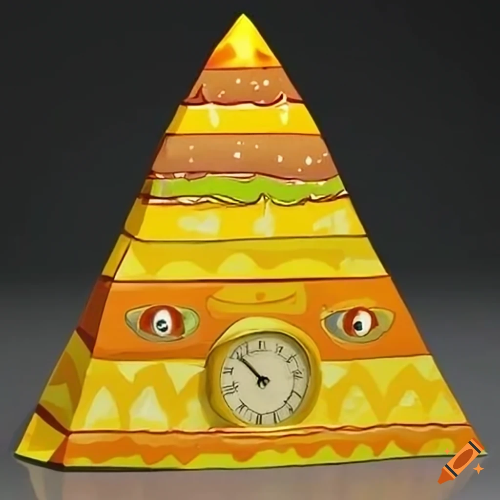 Yellow pyramid with eye, top hat, and bowtie in space on Craiyon