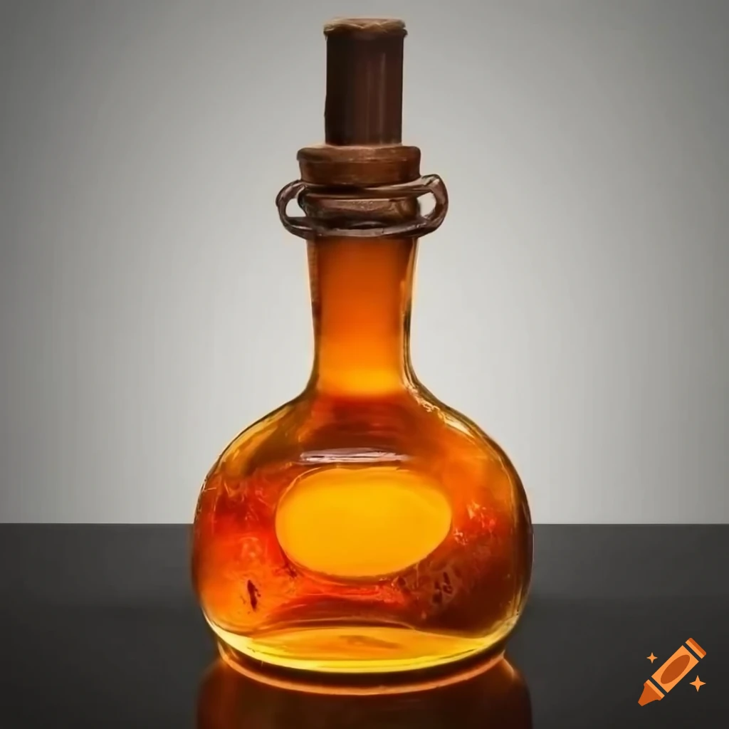 Orange potion bottle on Craiyon