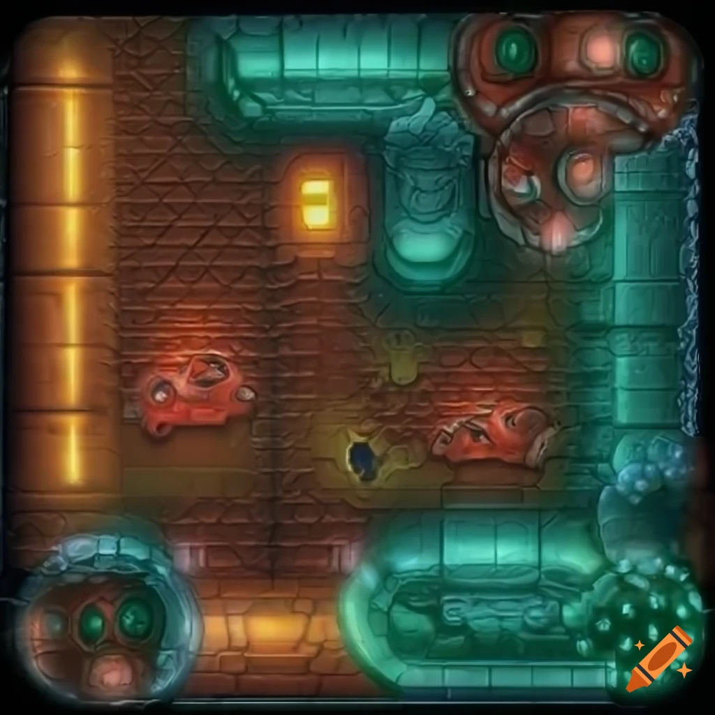 Creepy 2d game with alien and slimy tiles on Craiyon