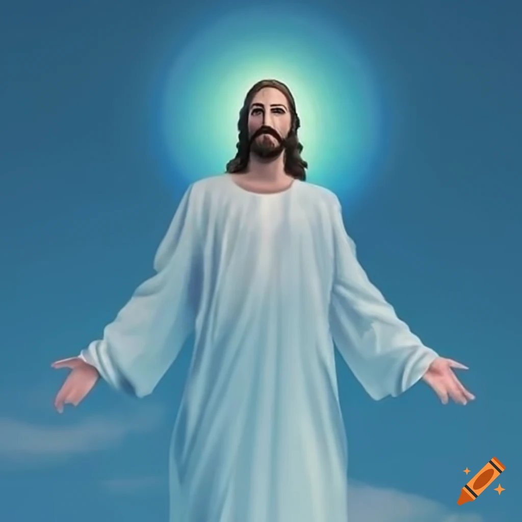Artwork of jesus in the sky with auras