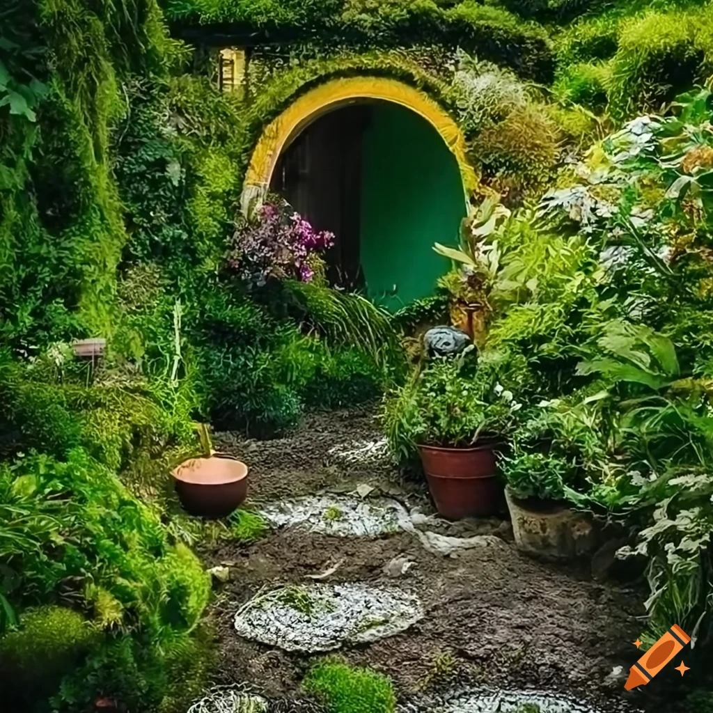 Cozy hobbit bedroom with plants and greenery on Craiyon