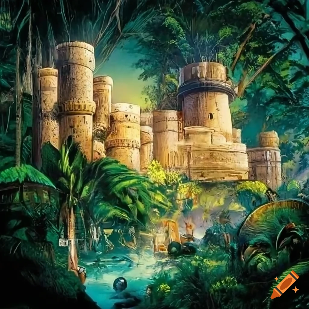 Artwork of a fortified ottoman fort in a tropical jungle on Craiyon