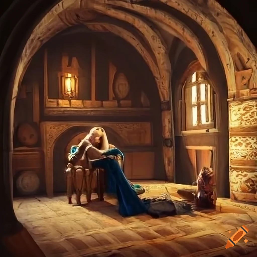 Medieval chamber with cozy decor