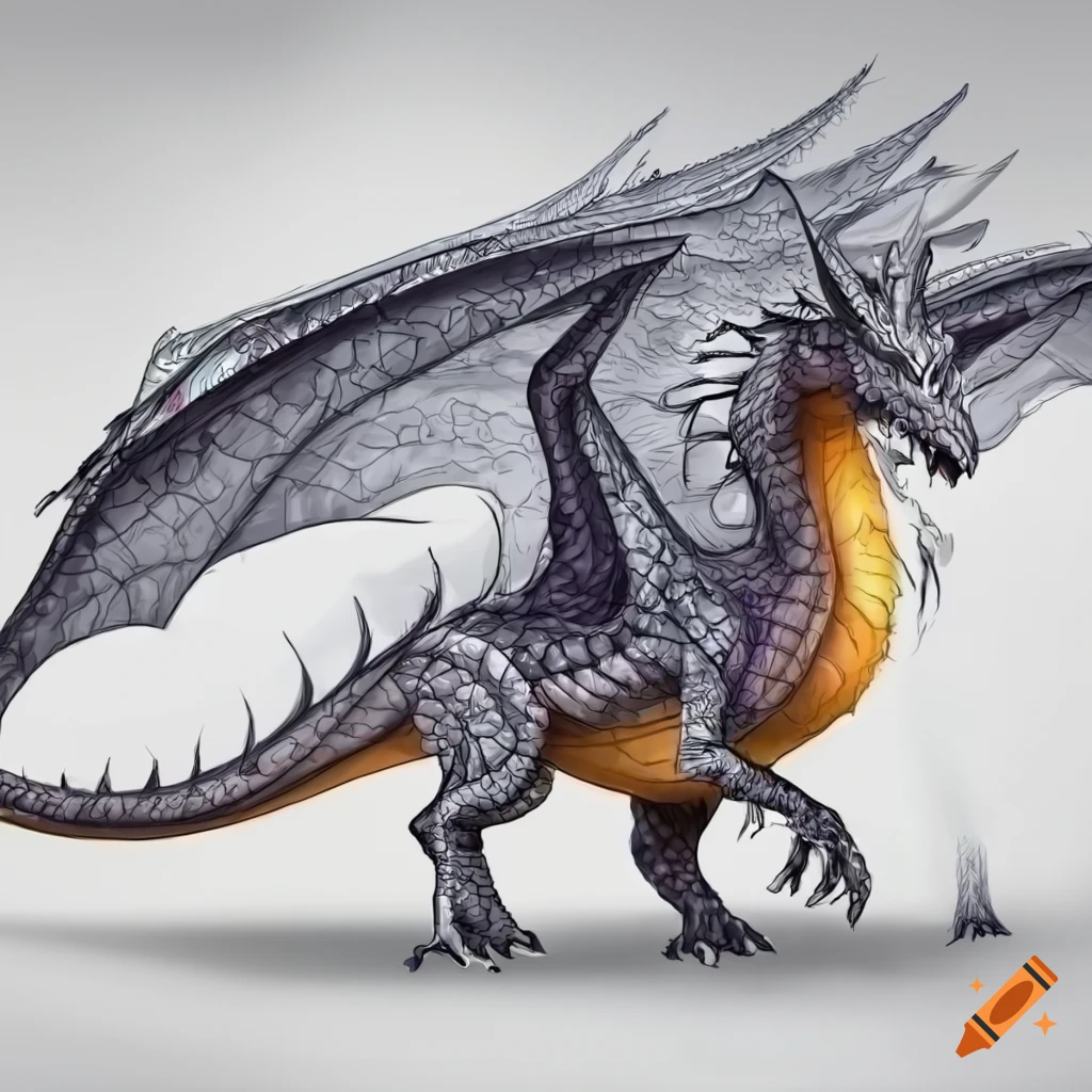 Dragon full body concept designs, side view on Craiyon
