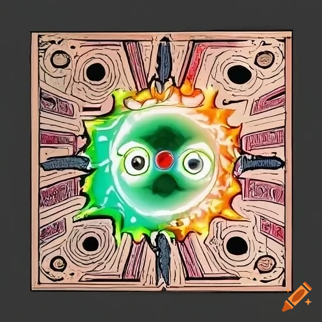 Green cube with a white outline and one eye in space on Craiyon