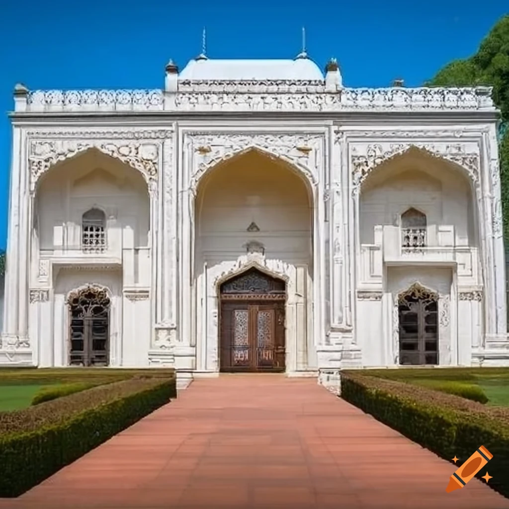 Frontal elevation of a Mughal architectural style building on Craiyon