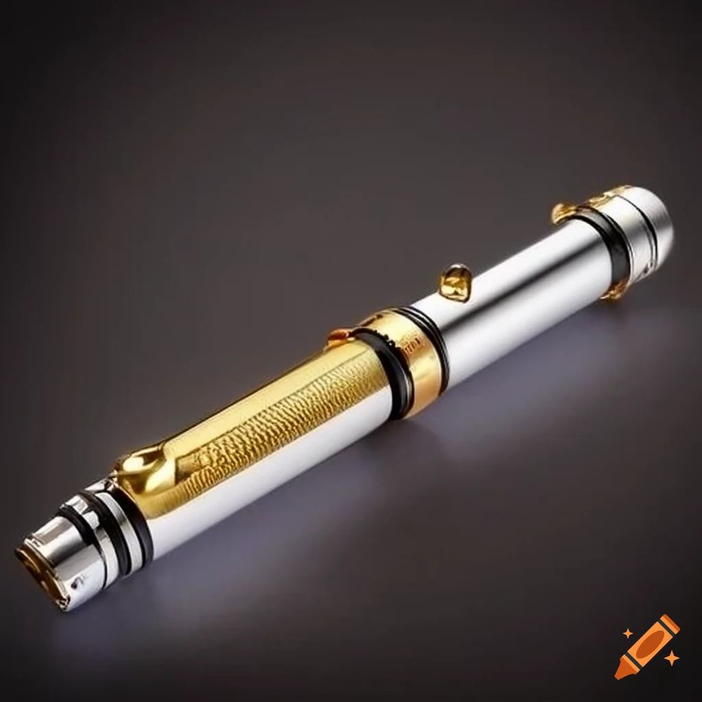 Sleek and elegant lightsaber hilt with gold accents on Craiyon