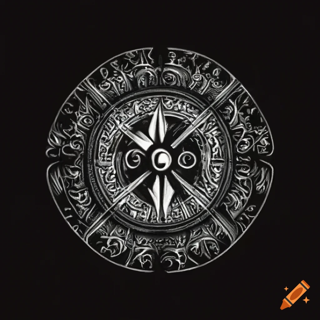 Spiritual compass with lotus, om and third eye symbols