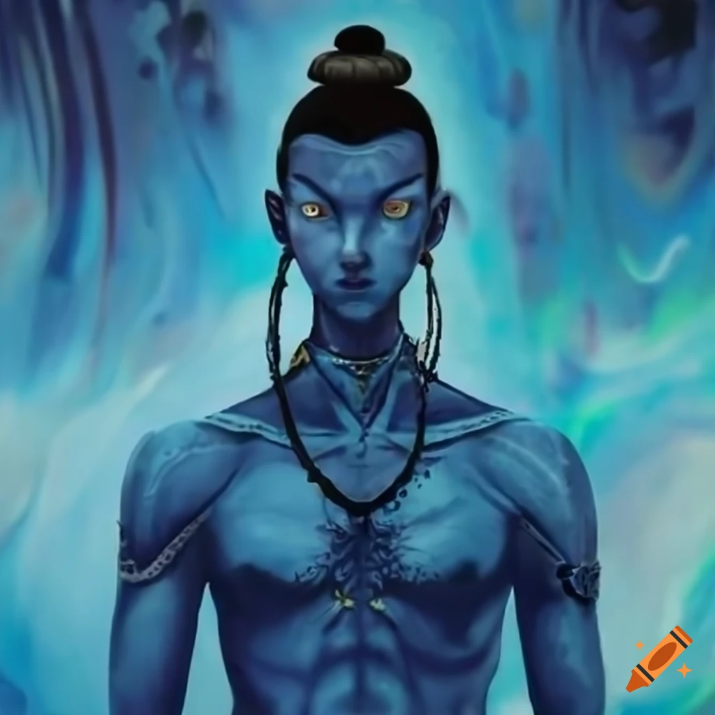 Blue resonance painting of an avatar on Craiyon