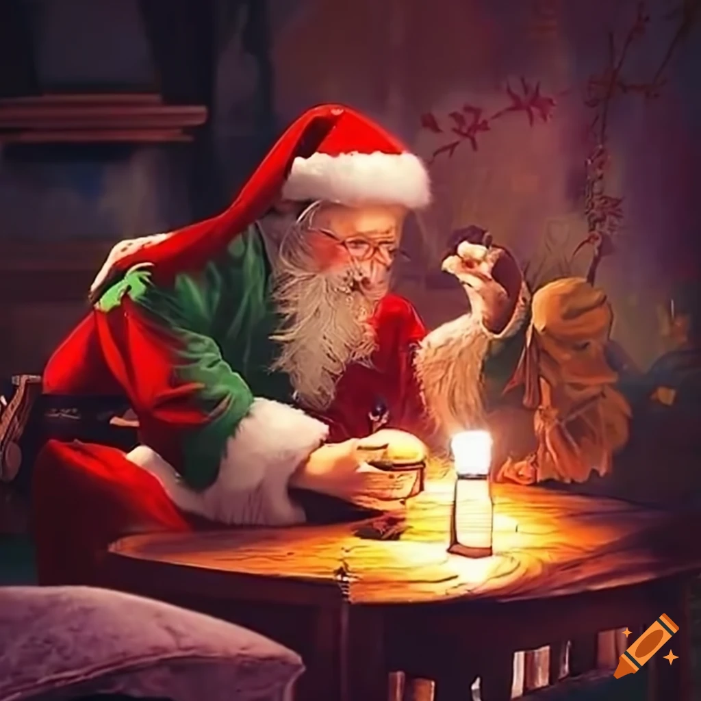 Santa's workshop scene on Craiyon