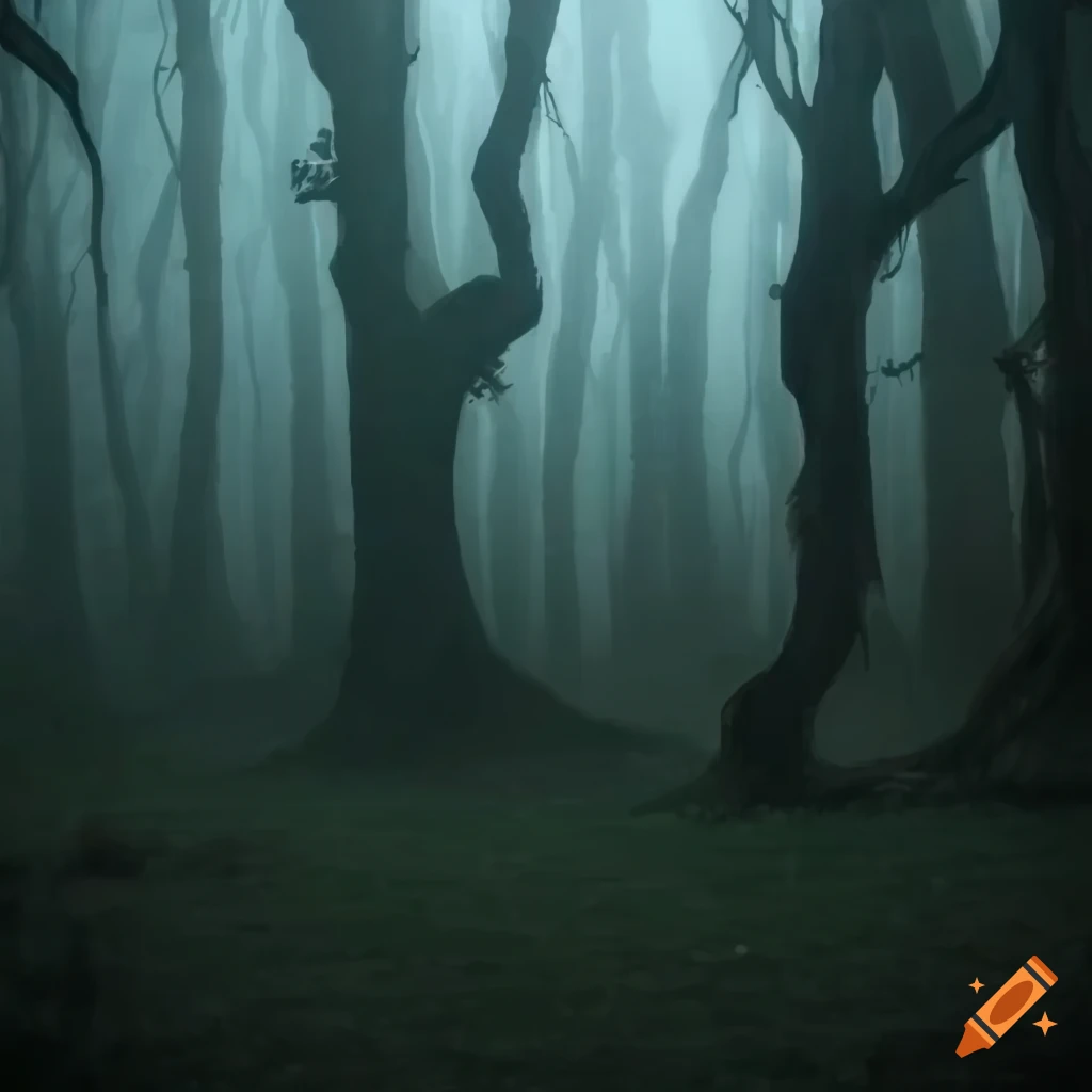 Haunted tree in a mysterious forest on Craiyon