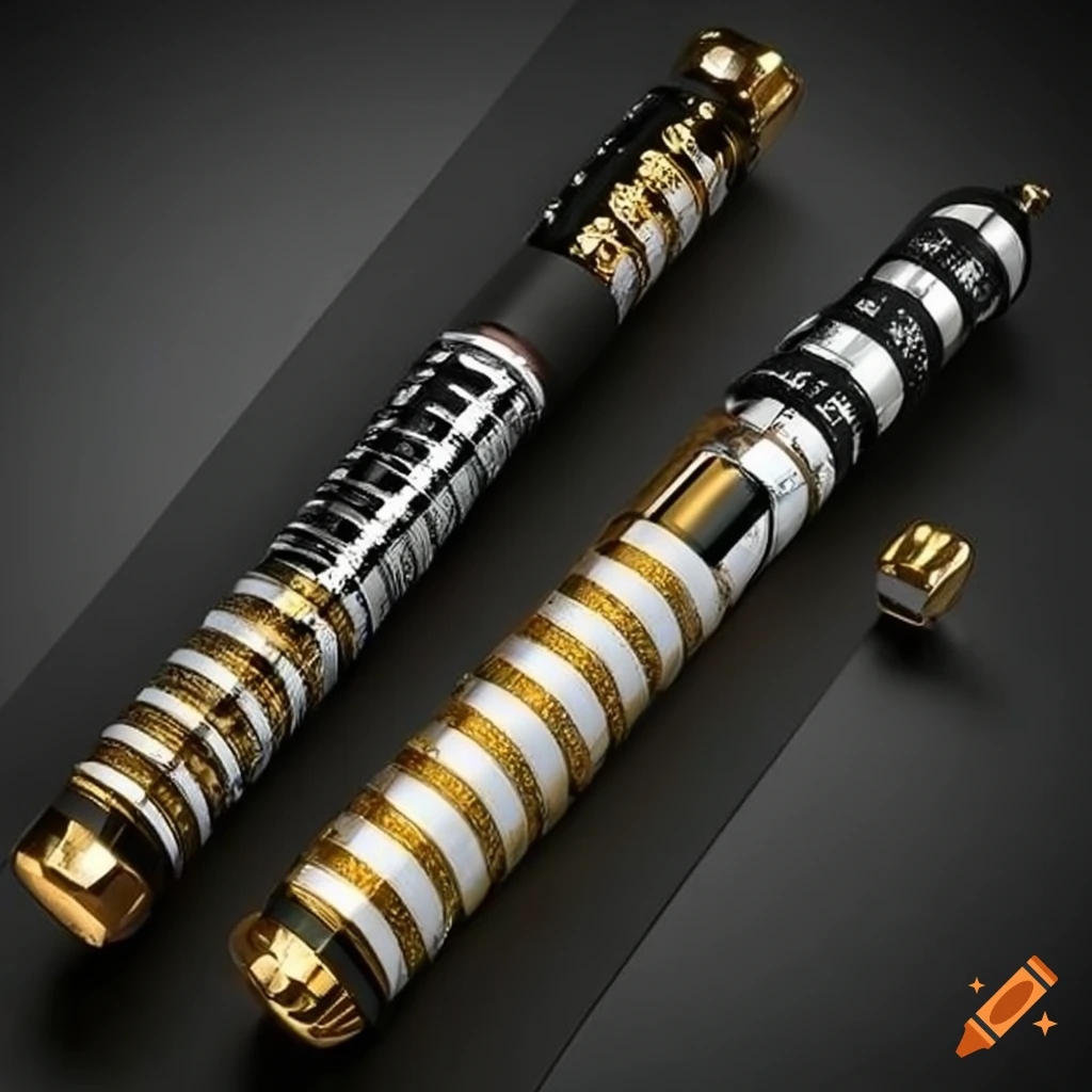 Luxurious lightsabers with gold and platinum etchings on Craiyon