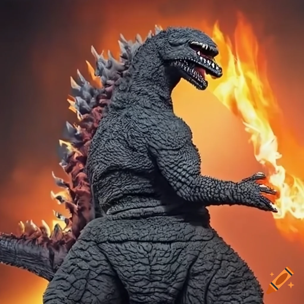 Image of godzilla engulfed in flames on Craiyon