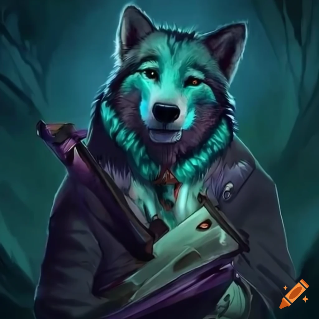 Art of an imposing anthropomorphic wolf with a powerful gaze on Craiyon