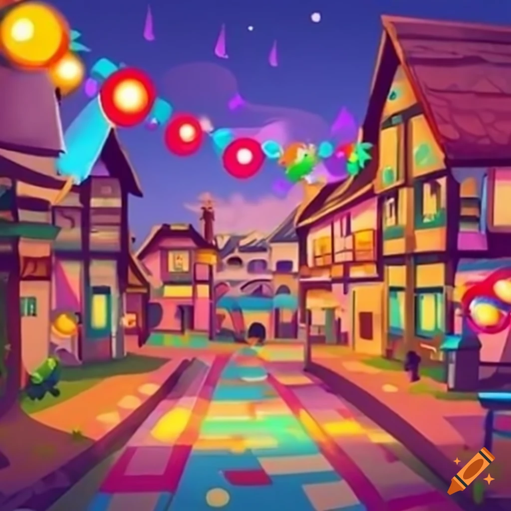 Vibrant parol decorations in a picturesque village