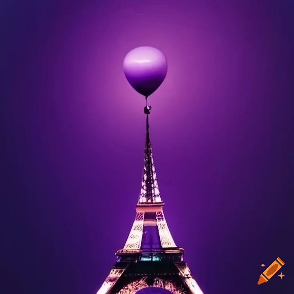 Purple balloon floating above paris