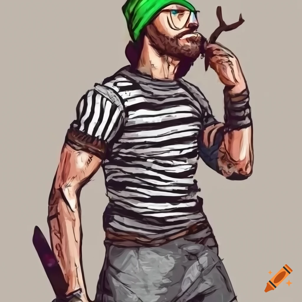Illustration of a male rogue character in d&d style on Craiyon