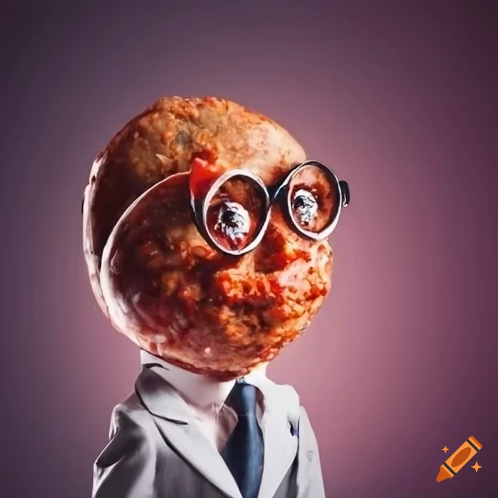 A meatball dressed in a suit on Craiyon